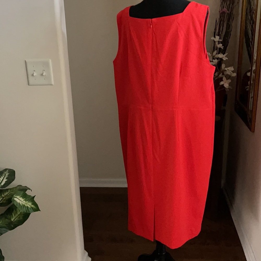 Kasper | Dresses | Kasper Scarlet Red Square Neck Crepe Sleeveless ...